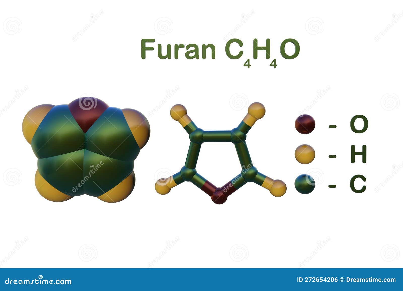 Furan Heterocyclic Aromatic Molecule. Skeletal Formula. Royalty-Free ...