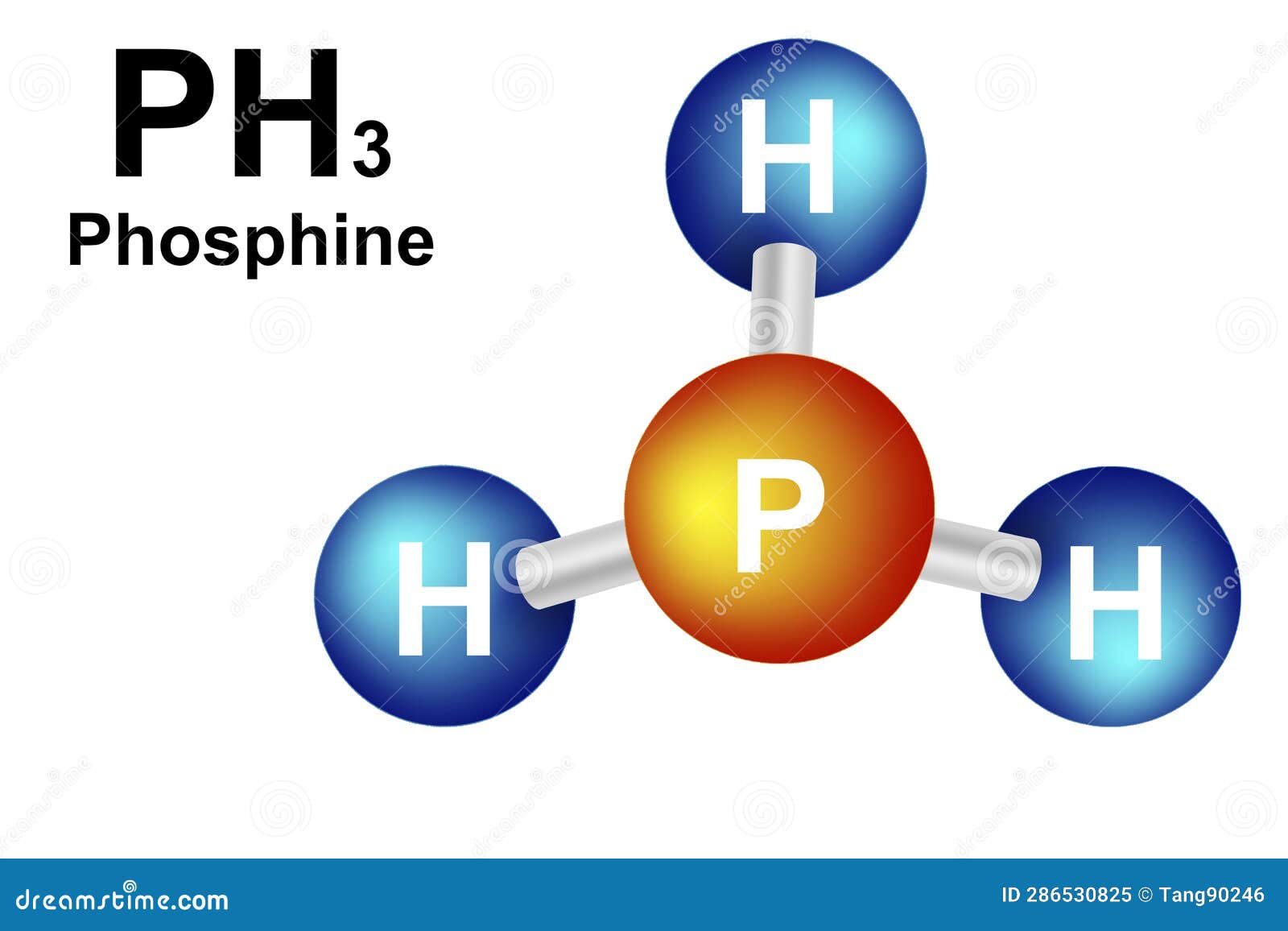 Structural Chemical Formula And Molecule Model Of Phosphine Royalty ...