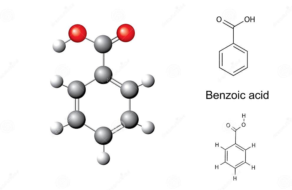 Structural Chemical Formulas and Model of Benzoic Acid Stock Vector ...