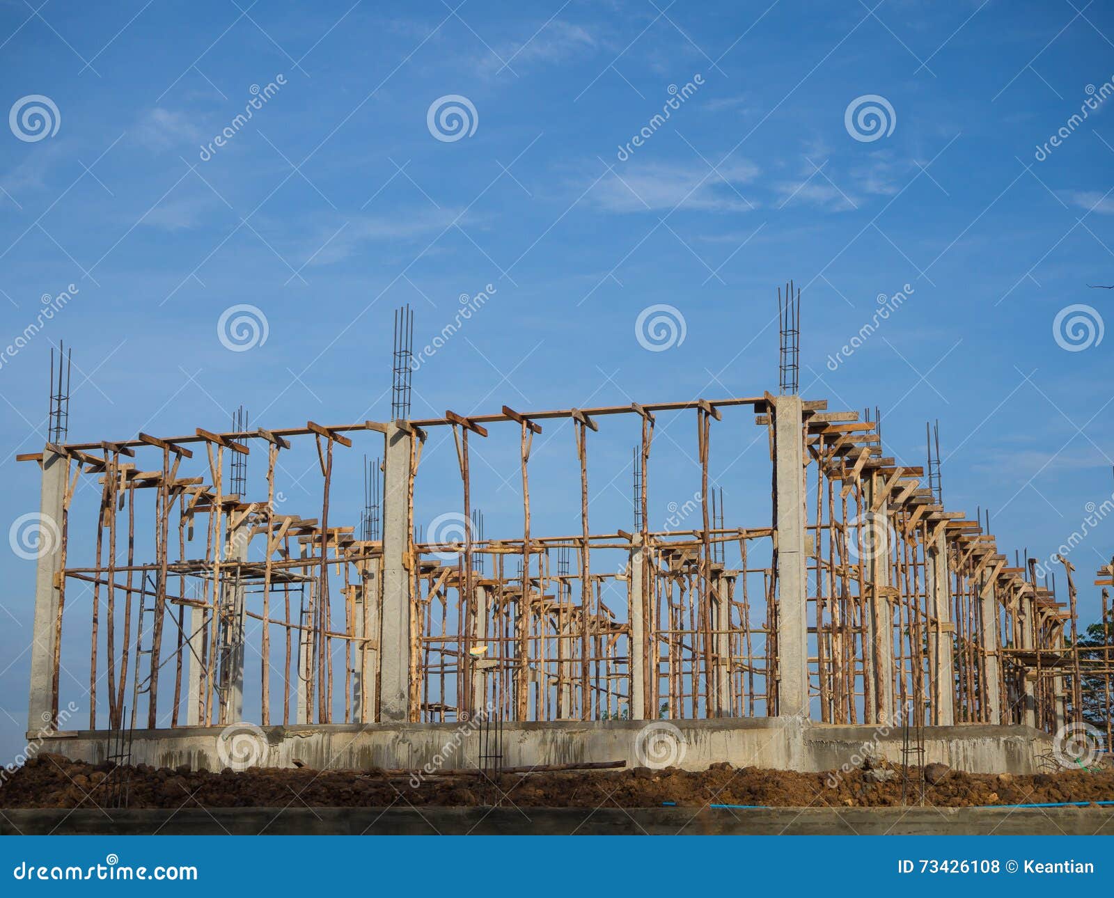 Structural Columns And Beams, Concrete House. Royalty-Free Stock Image ...