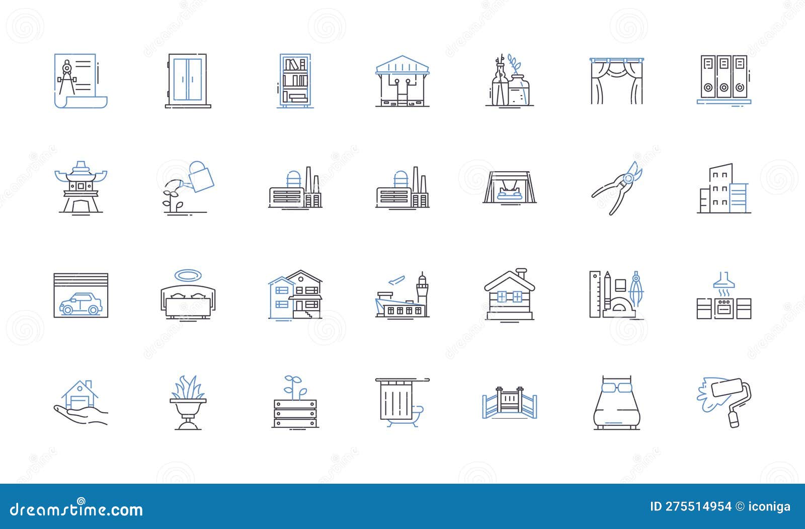 Structural Design Line Icons Collection. Foundation, Beam, Truss, Load ...