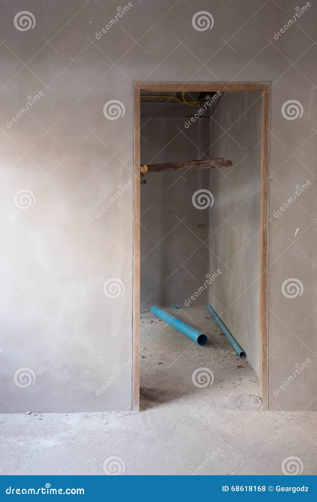 Structural Door and Wall in Residential, Construction Site Stock Photo ...
