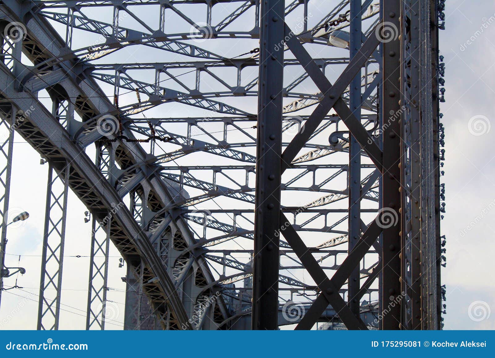 Structural Elements of an Old Steel Bridge. Arches and Farms Riveted ...