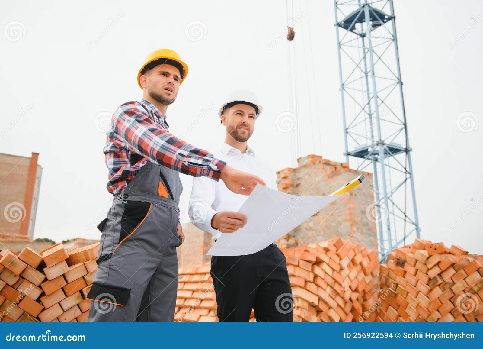 Structural Engineer and Foreman Worker Discuss, Plan Working for the ...