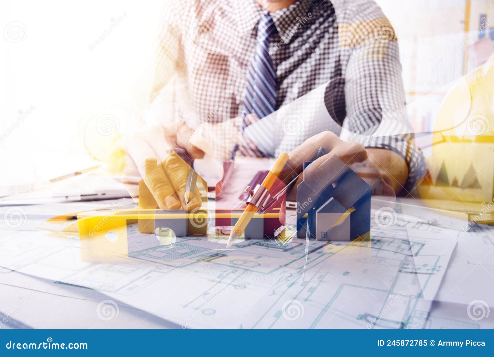 Structural Engineering Designers are Working on the Blueprints and ...