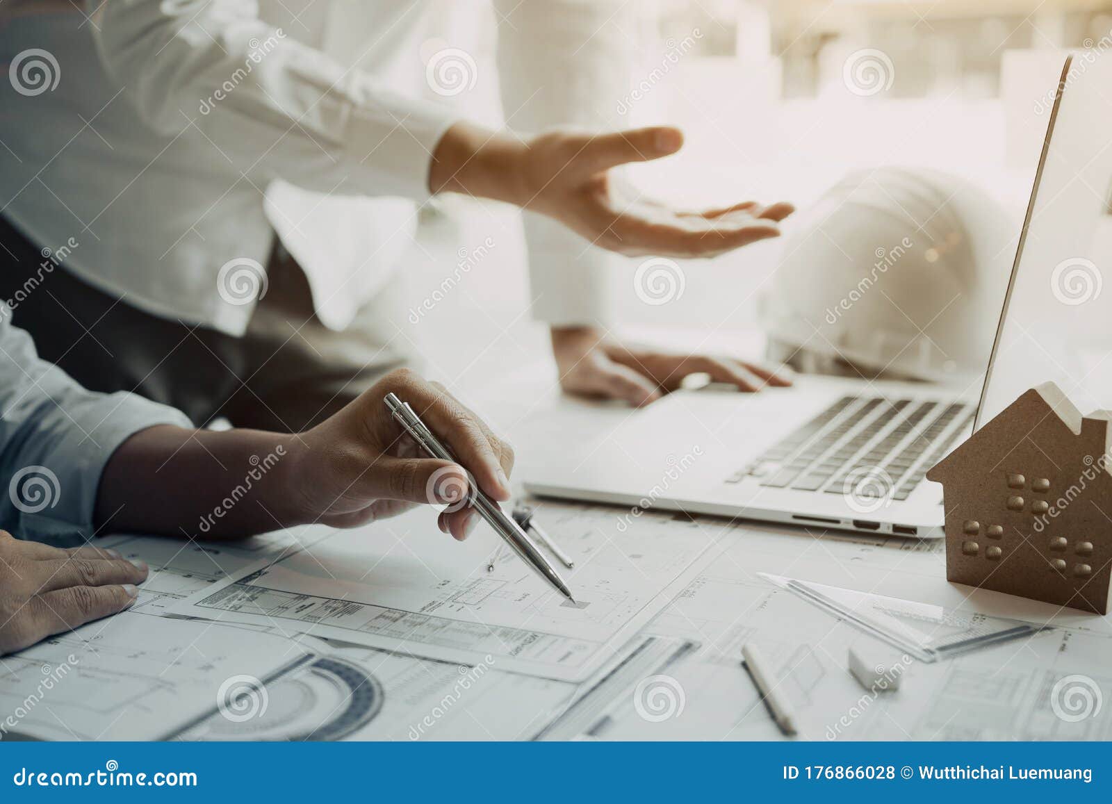 Structural Engineering Designers are Working on the Blueprints and ...