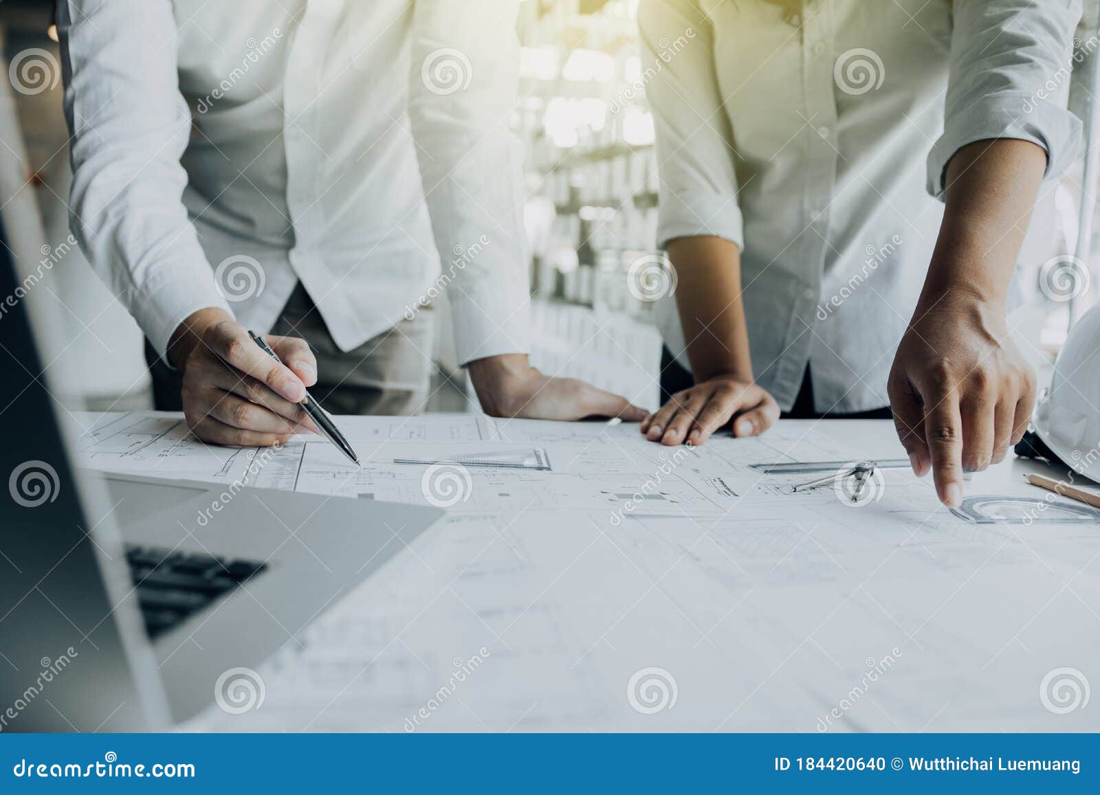 Structural Engineering Designers are Working on the Blueprints and ...