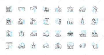 Structural Engineering Linear Icons Set. Stability, Analysis, Design ...