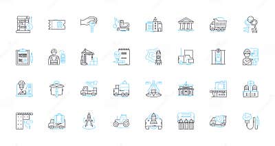 Structural Engineering Linear Icons Set. Stability, Analysis, Design ...