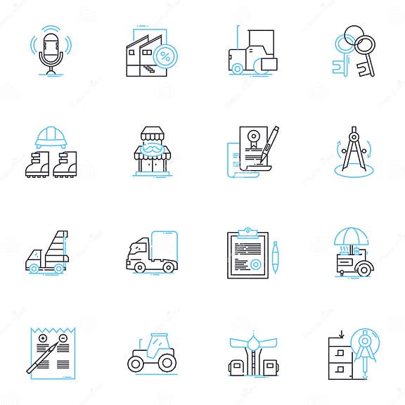 Structural Engineering Linear Icons Set. Stability, Analysis, Design ...