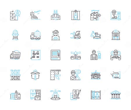 Structural Engineering Linear Icons Set. Stability, Analysis, Design ...