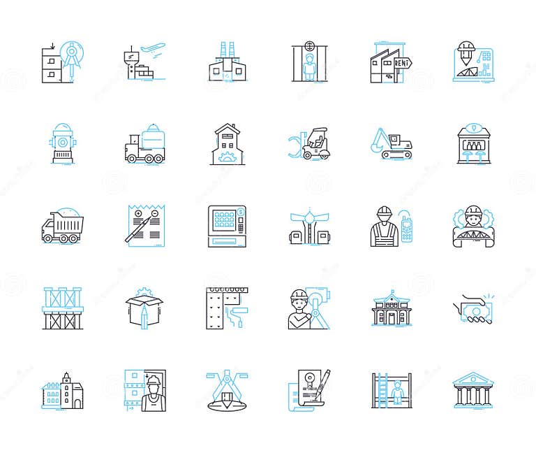 Structural Engineering Linear Icons Set. Stability, Analysis, Design ...