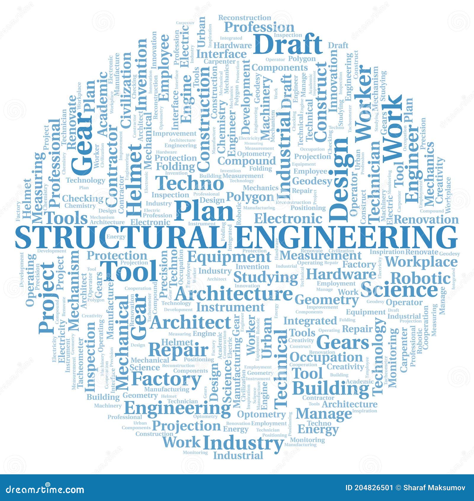 Structural Engineering Typography Word Cloud Create with the Text only ...