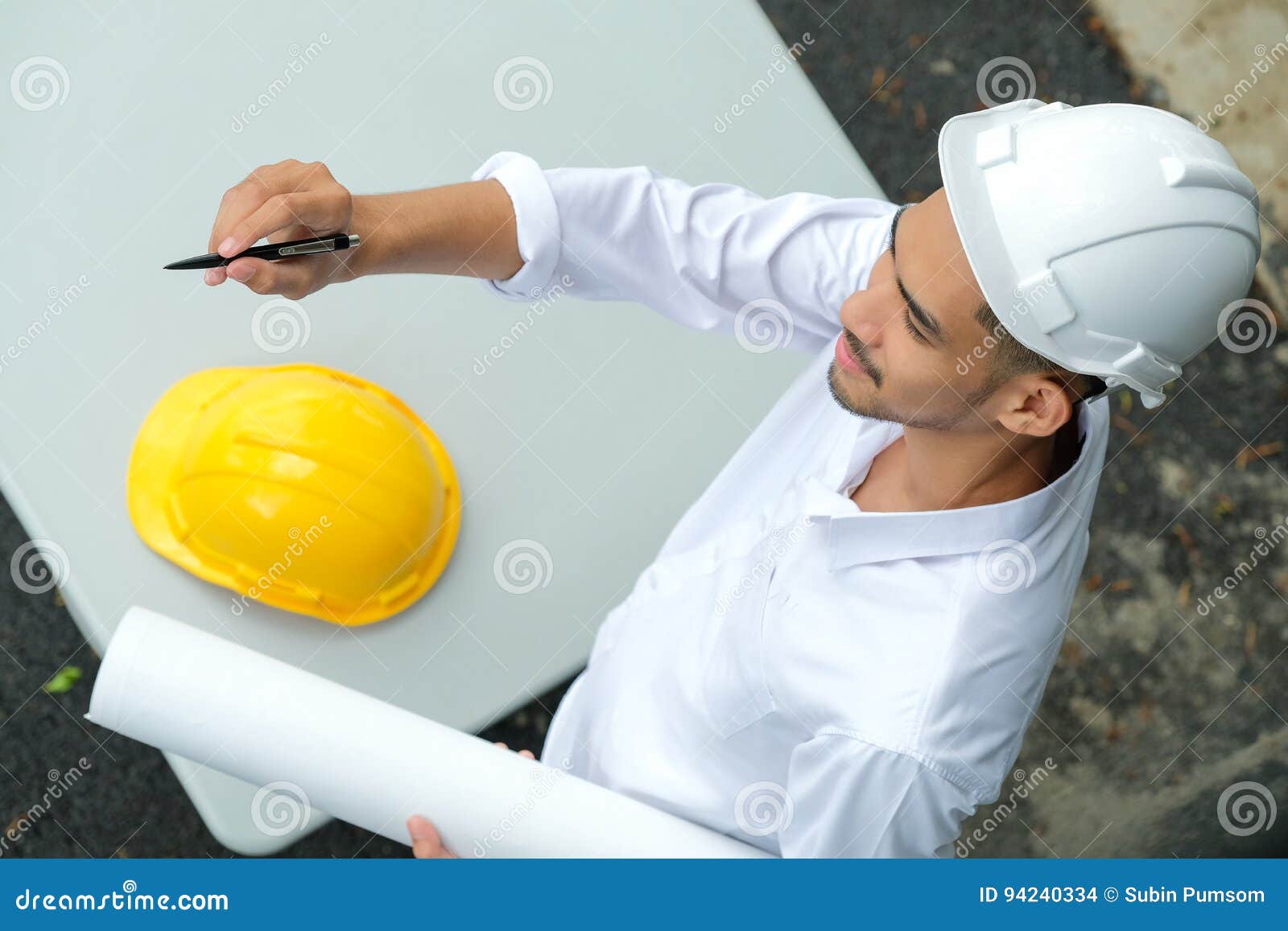 Structural Engineers are Going To Drafted on White Paper. Stock Photo ...