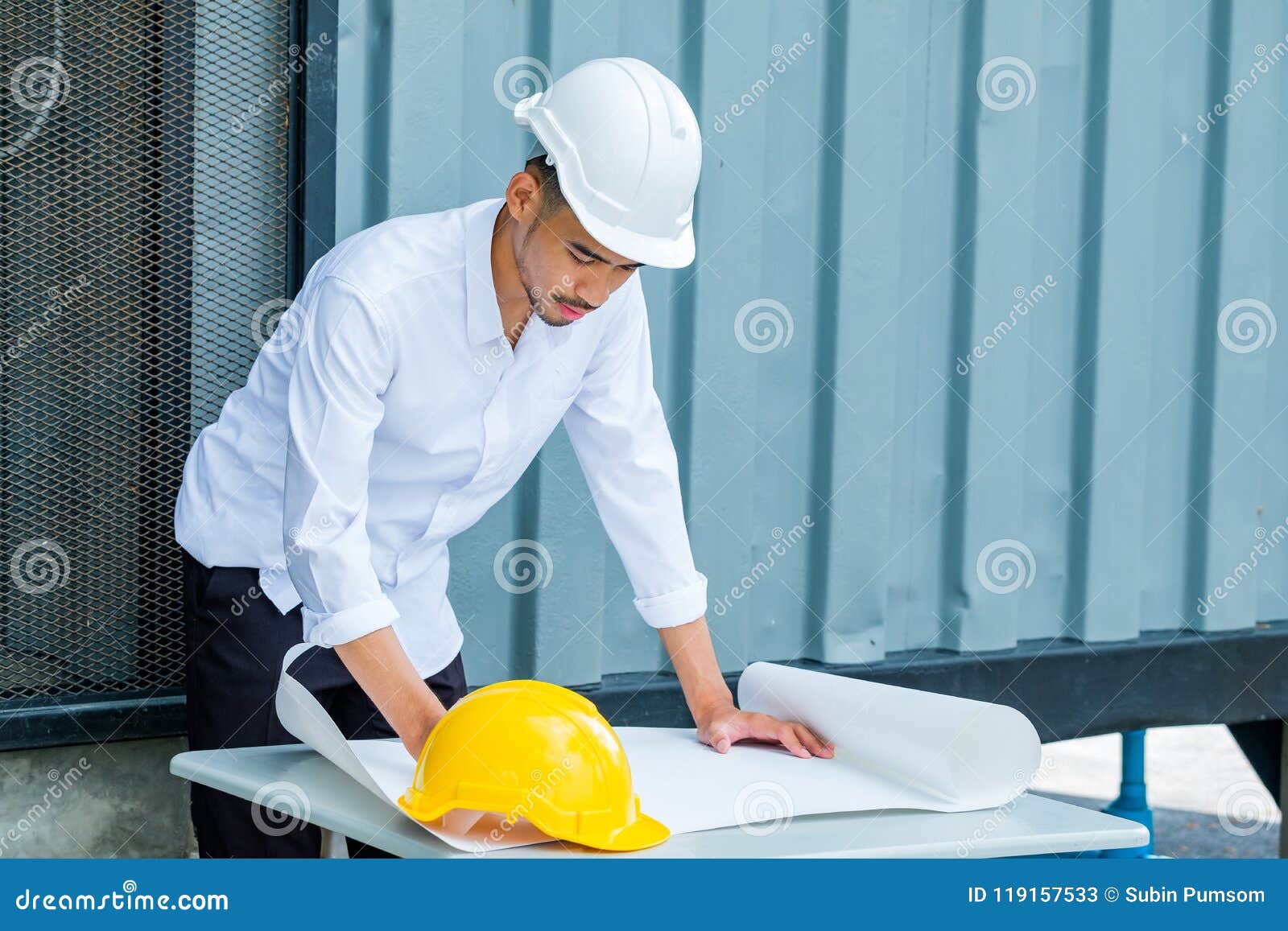 Structural Engineers are Going To Drafted on White Paper. Stock Image ...