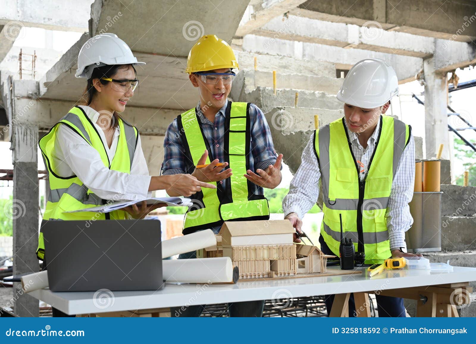 Structural Engineers Team and Businessman Planning Development Details ...