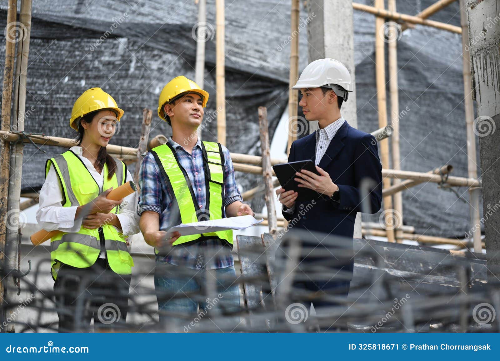 Structural Engineers Team and Businessman Planning Development Details ...