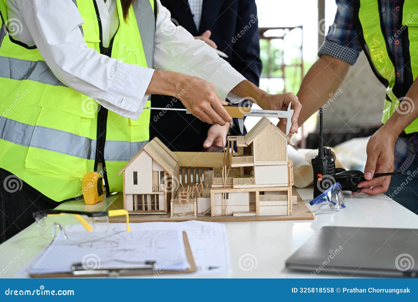 Structural Engineers Team and Businessman Planning Development Details ...