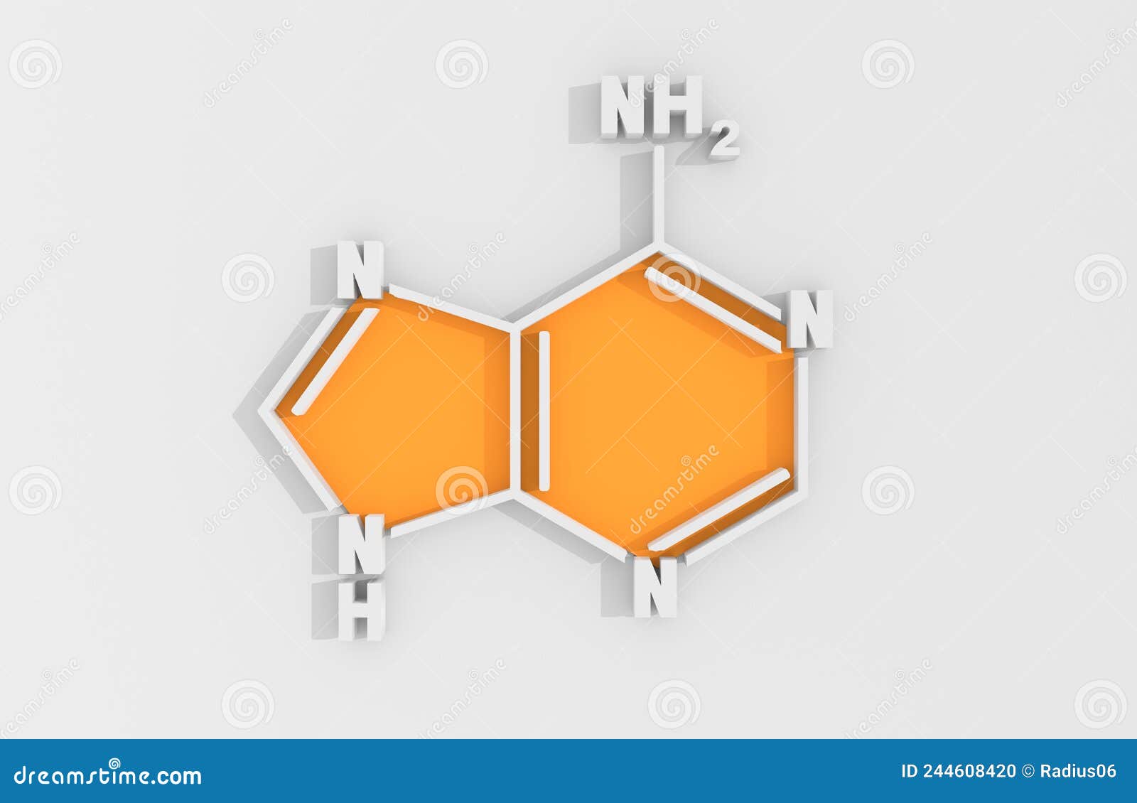 Adenine Molecule 3d, Molecular Structure, Ball And Stick Model ...
