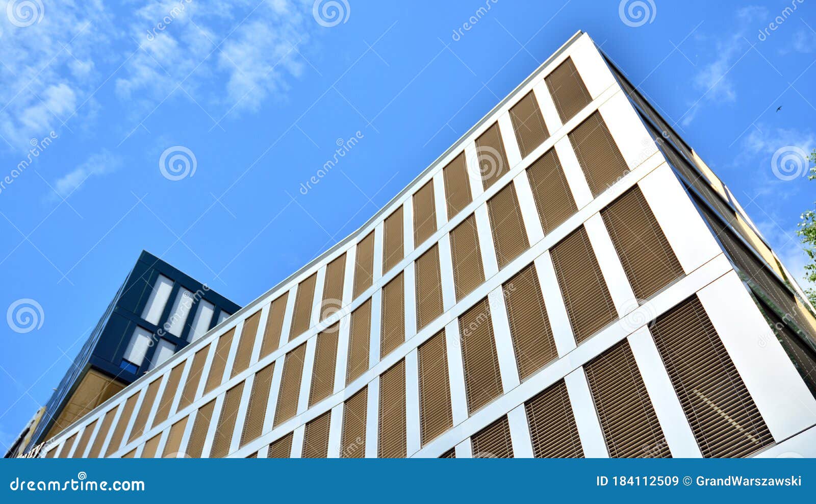 Structural Glass Wall Reflecting Blue Sky. Abstract Modern Architecture ...
