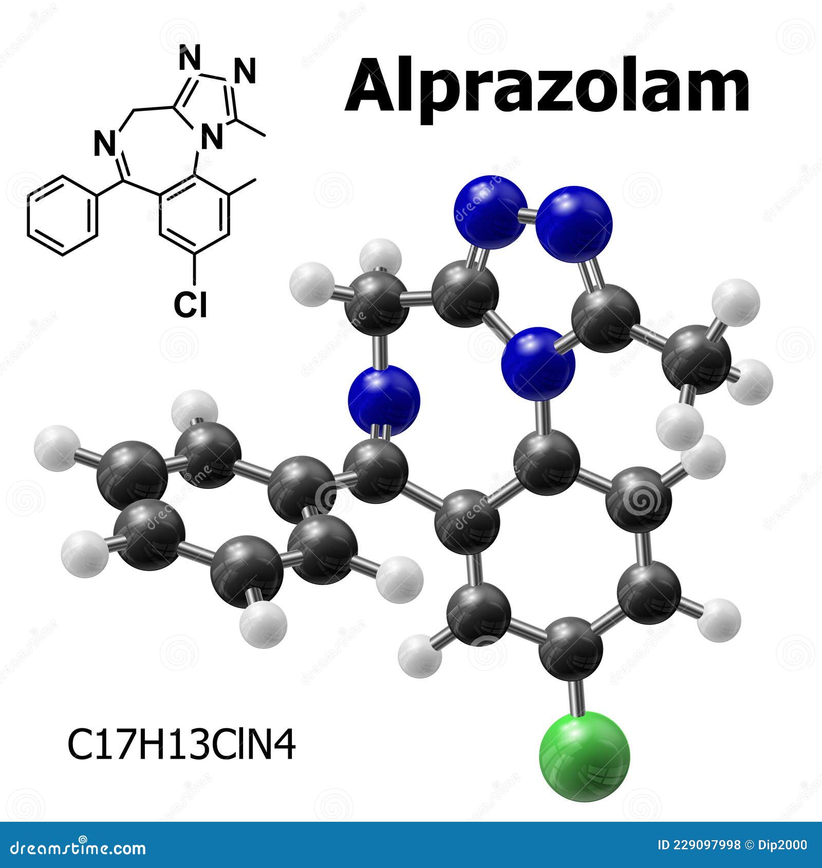 Alprazolam Molecule Isolated On White Stock Image | CartoonDealer.com ...