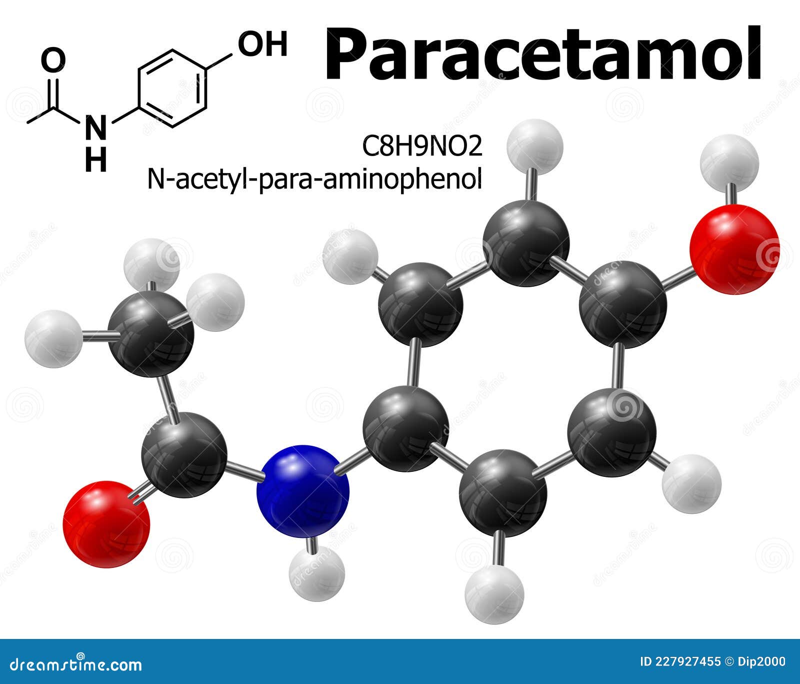 Paracetamol molecule stock vector. Illustration of molecular - 227927455