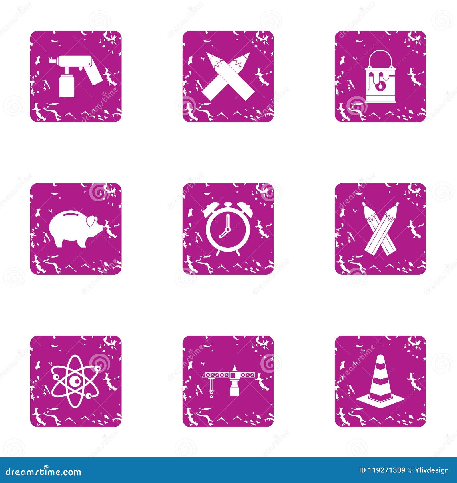 Structural Project Icons Set, Grunge Style Stock Vector - Illustration ...