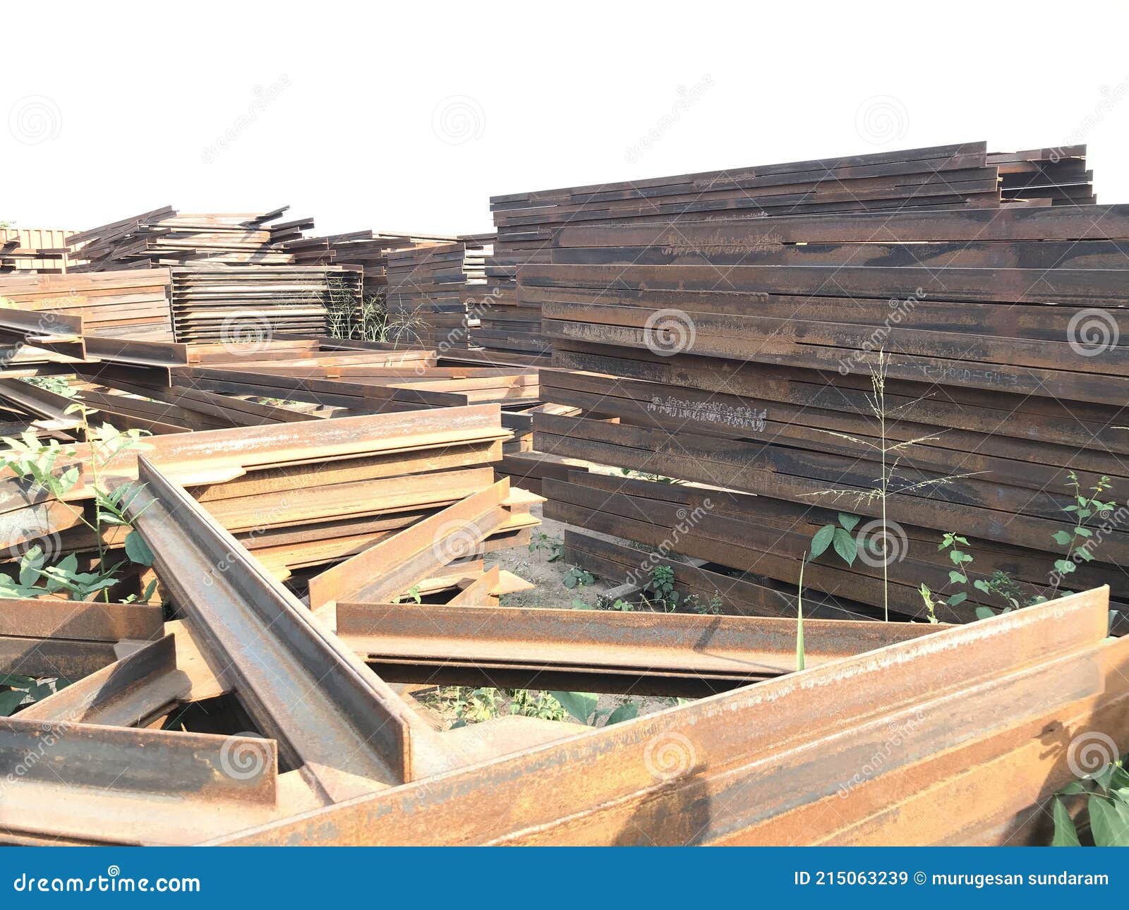 Structural Steel Beam and Angles Stored at an Fabrication Yard for an ...
