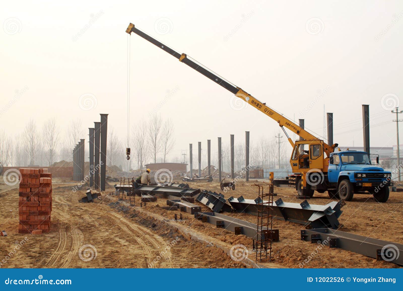 Structural Steel Beam Construction Site Stock Photo - Image of ...