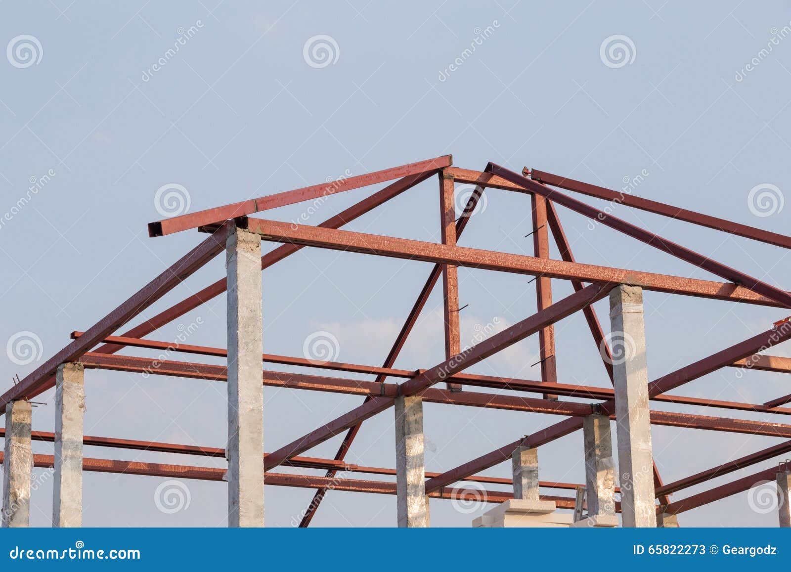 Structural Steel Beam on Roof of Building Residential Construction ...