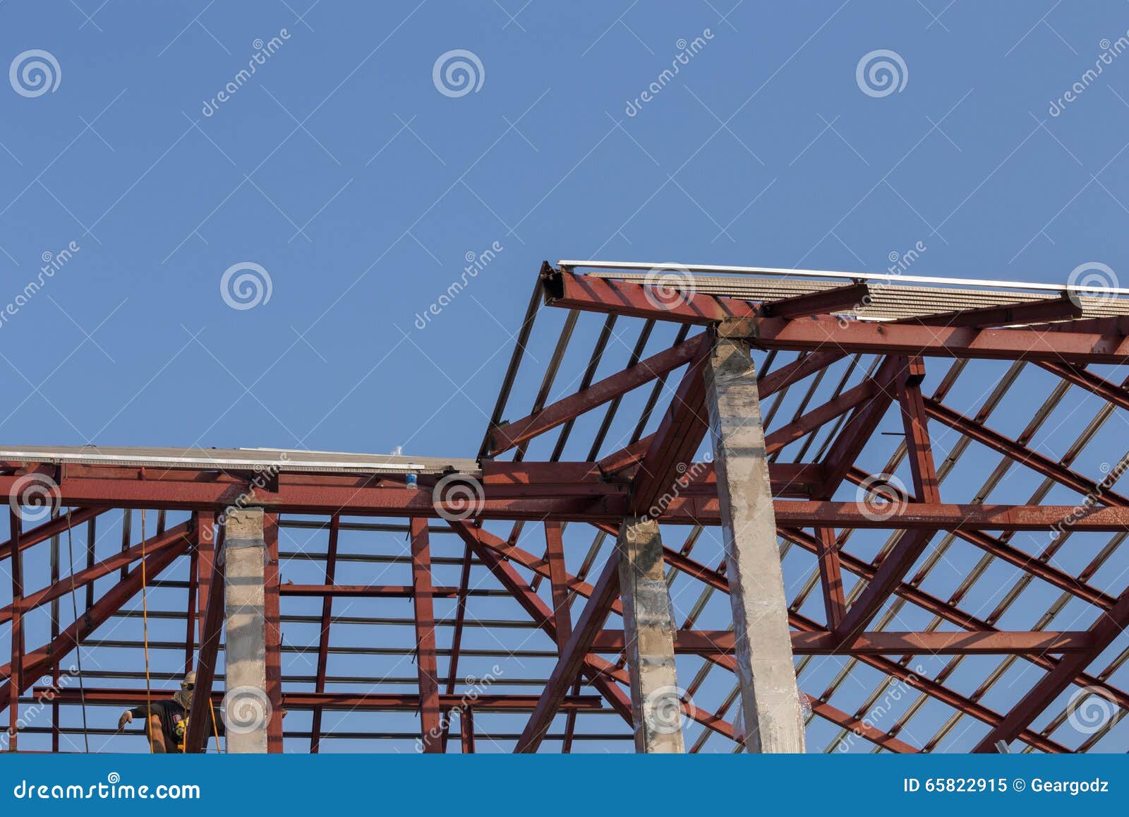 Structural Steel Beam on Roof of Building Residential Construction ...