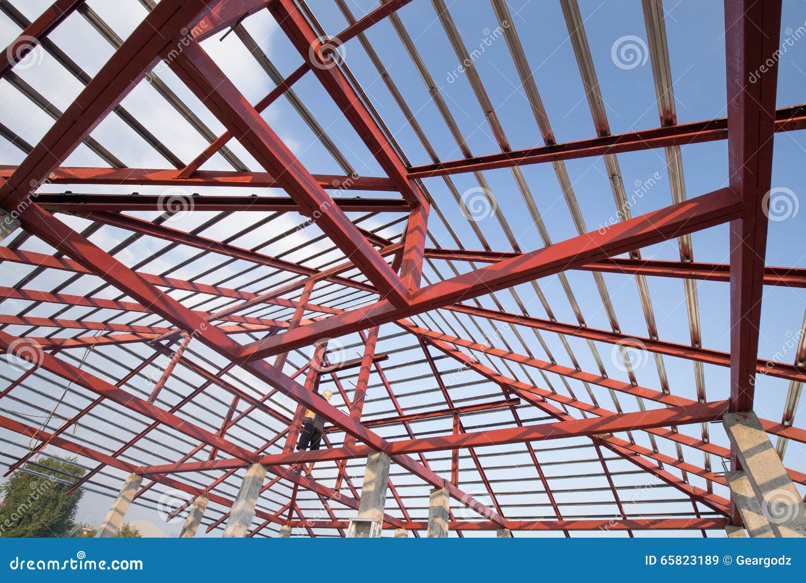 Structural Steel Beam on Roof of Building Residential Construction ...