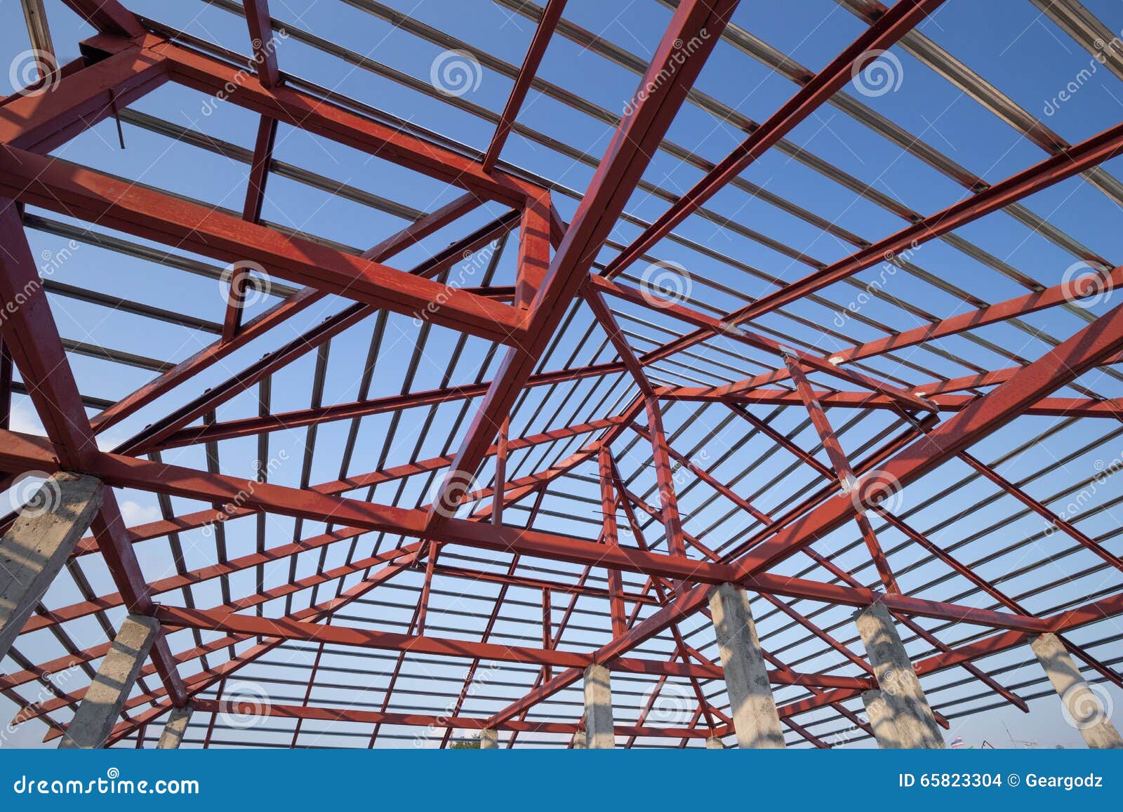 Structural Steel Beam on Roof of Building Residential Construction ...