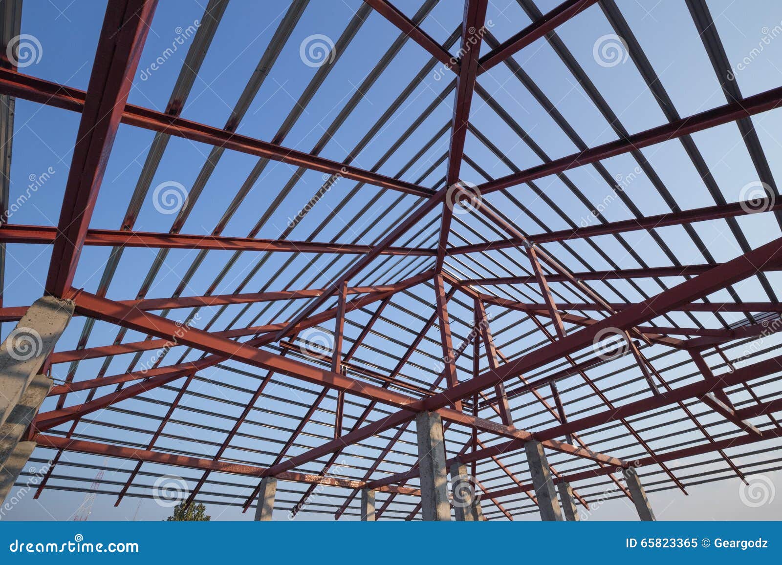 Structural Steel Beam on Roof of Building Residential Construction ...