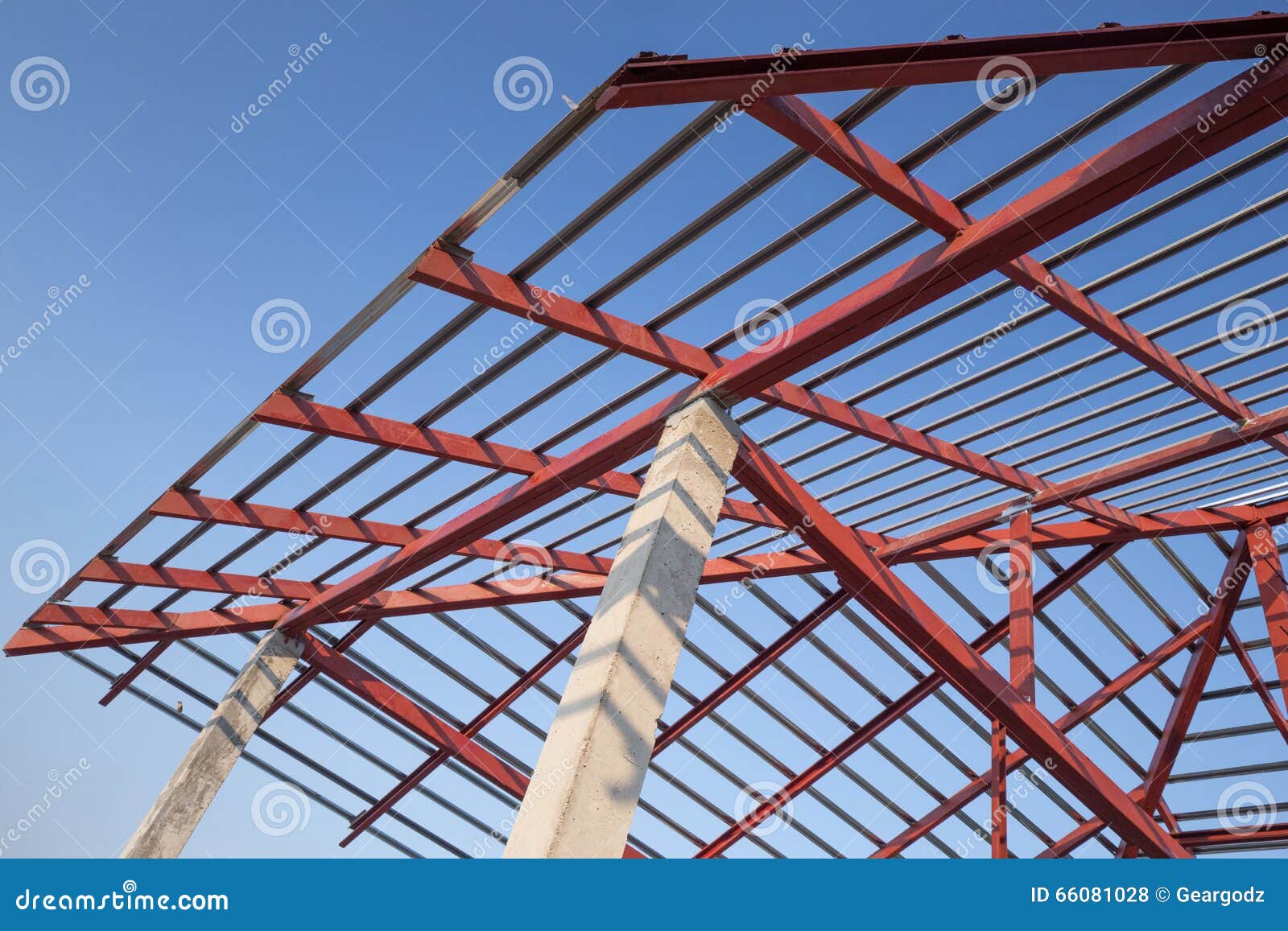 Structural Steel Beam on Roof of Building Residential Construction ...