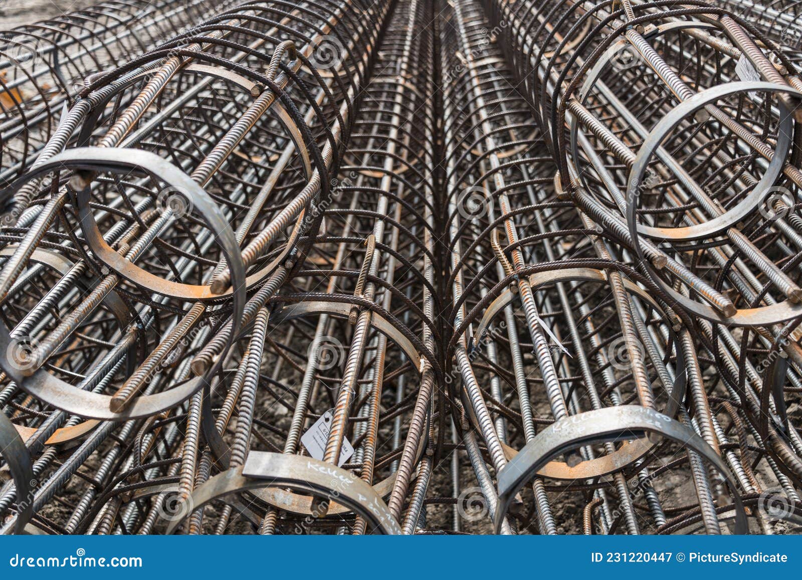 Structural Steel Bound into Round Baskets for Concrete Columns Stock ...