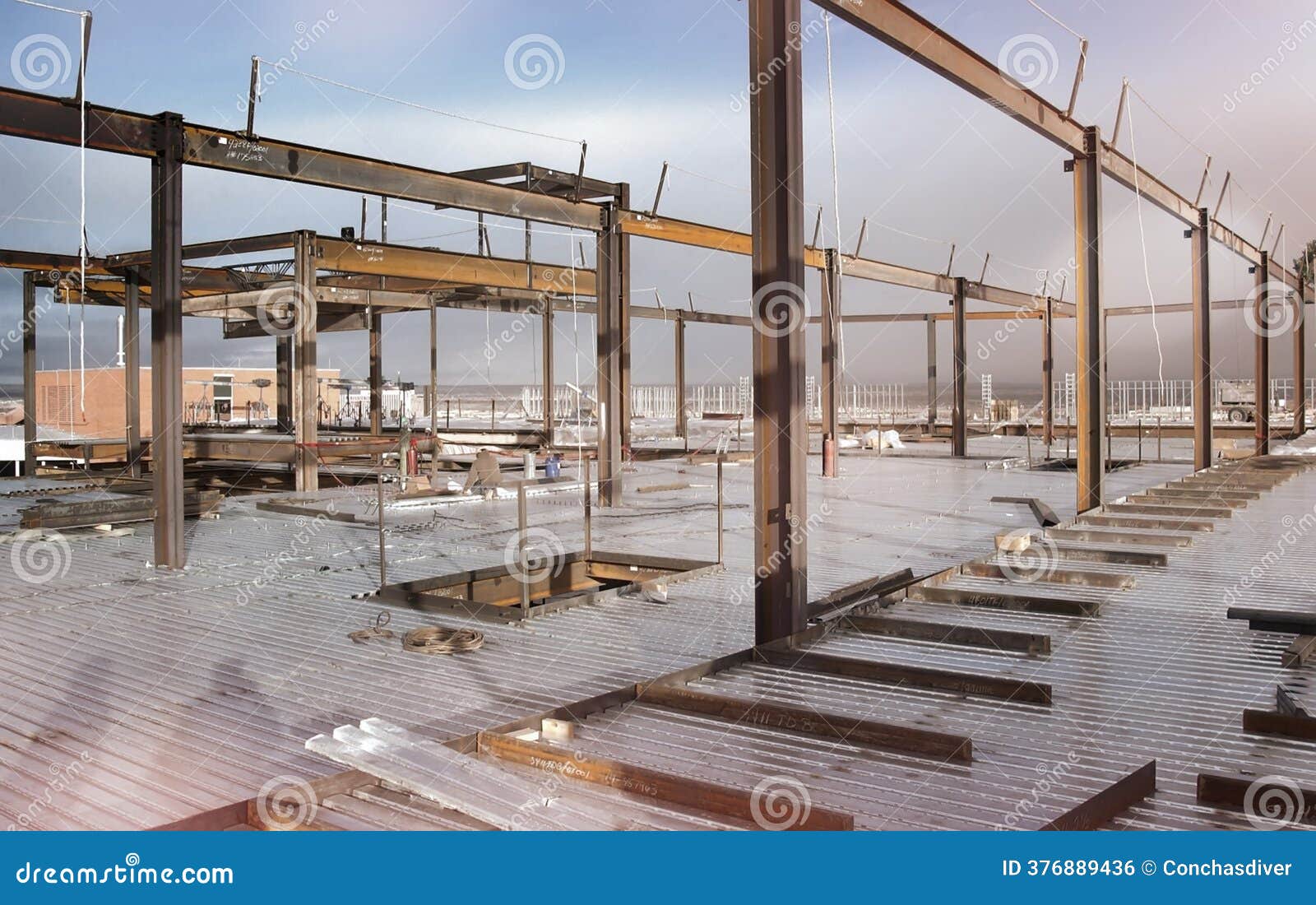 Structural Steel Beam On Roof Of Building Residential Construction ...
