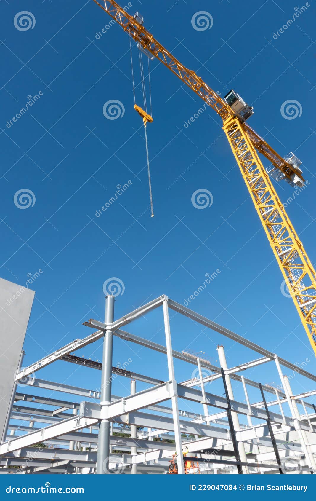 Structural Steel and Crane on Multistory Constructions Site Stock Photo ...