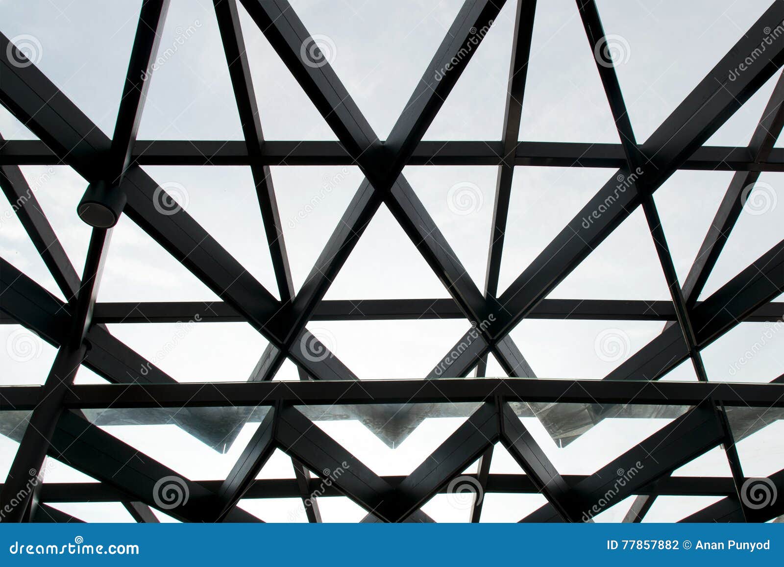 Structural Steel Cross Construction and Glass Roof Stock Photo - Image ...