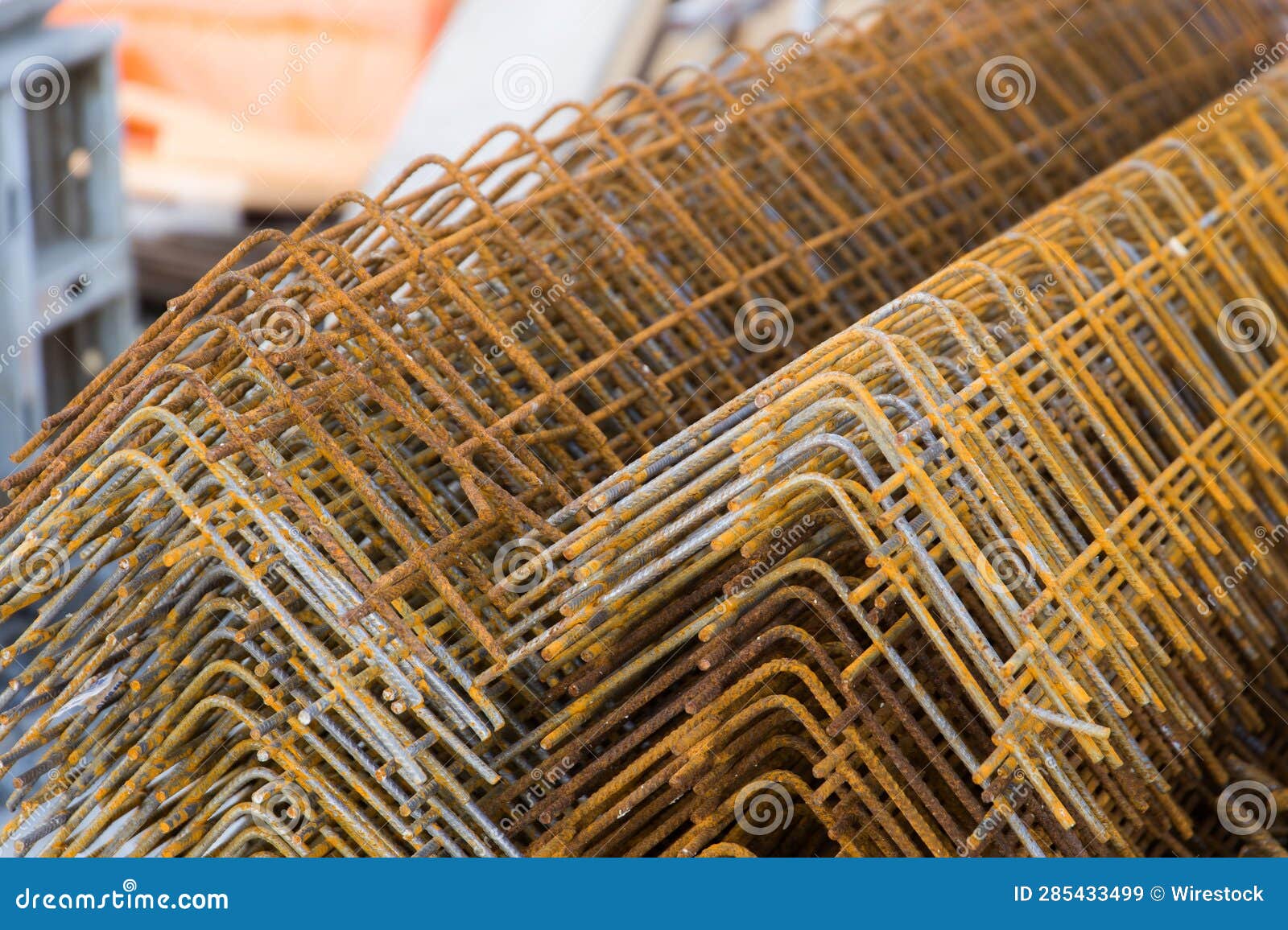 Structural Steel with Some Rust Stored on a Construction Site Stock ...
