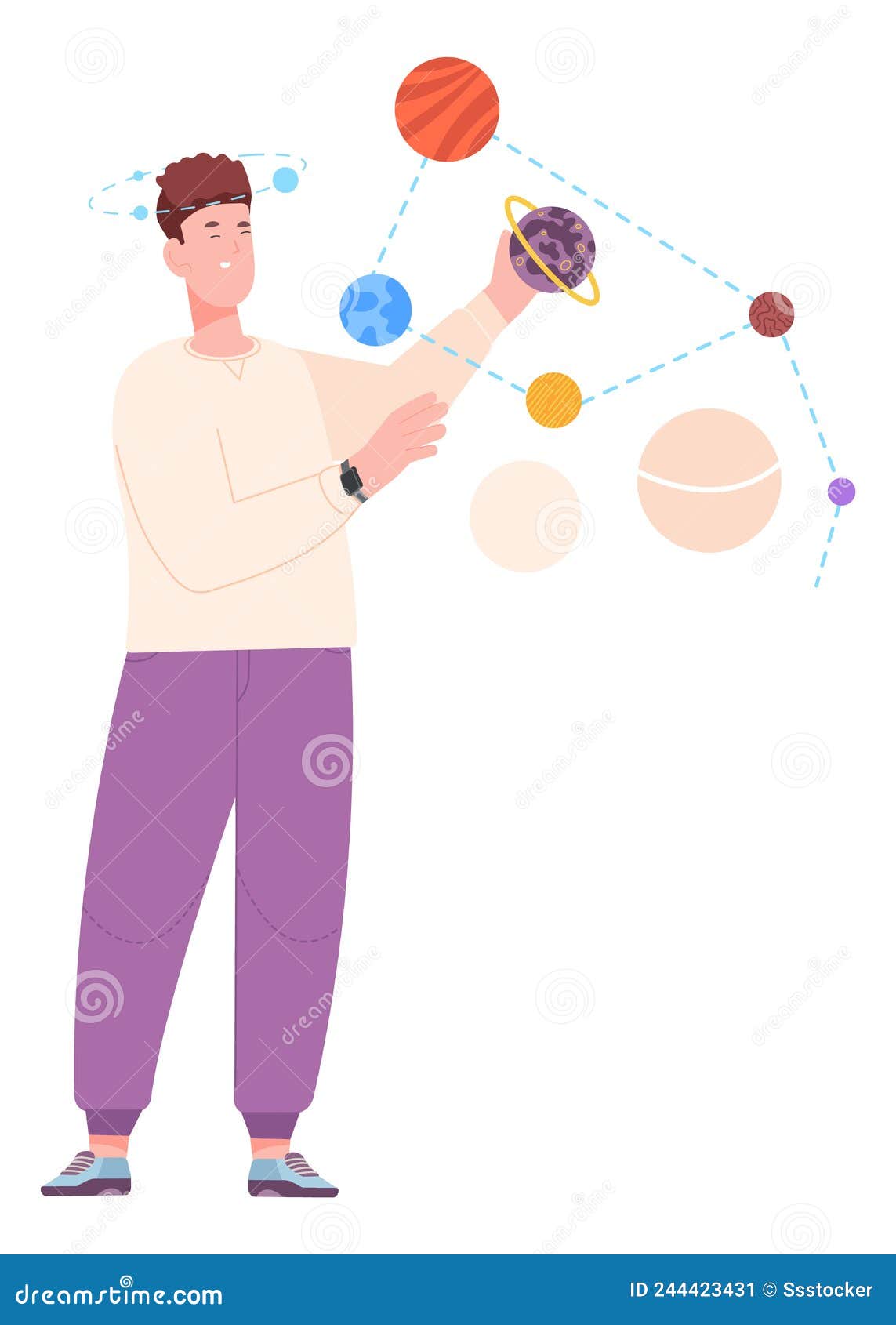 Structural Thinking Mindset. Man Organizing Logical Connections Stock ...