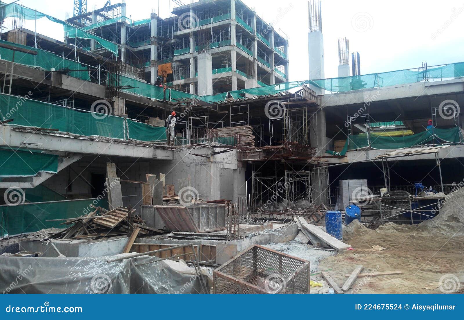 Structural Work is Underway at the Construction Site. Work is Carried ...