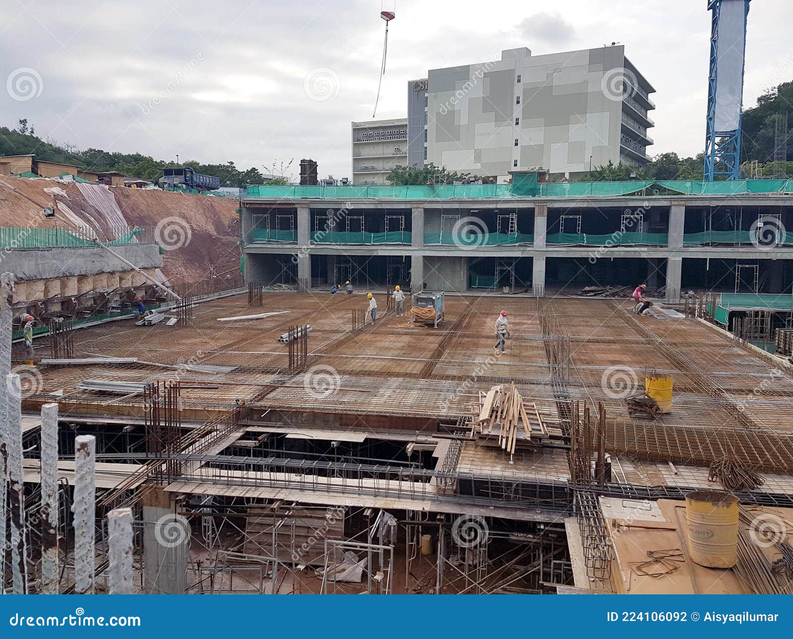 Structural Works are Underway at the Construction Site. Editorial ...