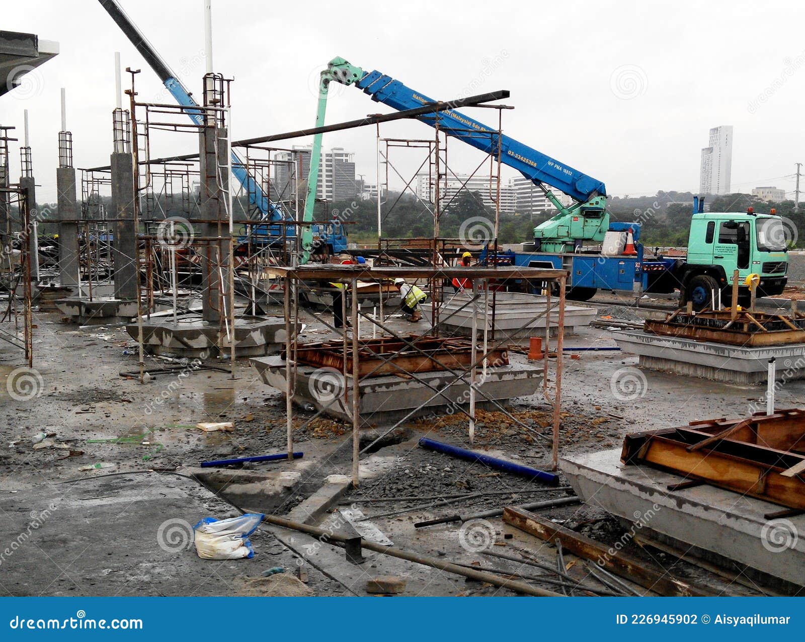 Structural Works are Underway at the Construction Site. Editorial ...