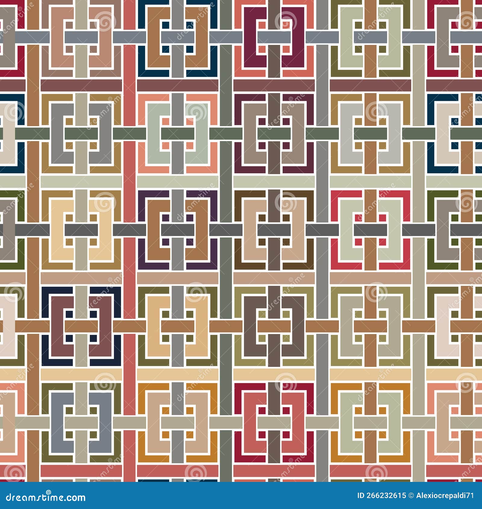 Seamless Abstract Geometric Pattern. Interlaced Squares in Vintage ...