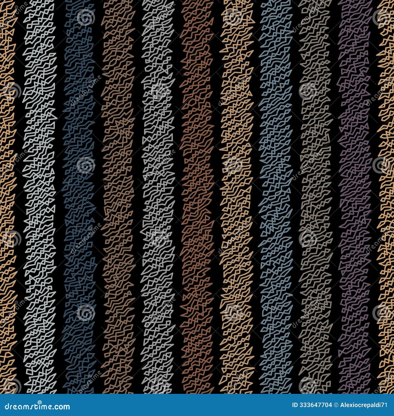 Striped Geometric Pattern with Tangled Lines Forming Multicolored ...