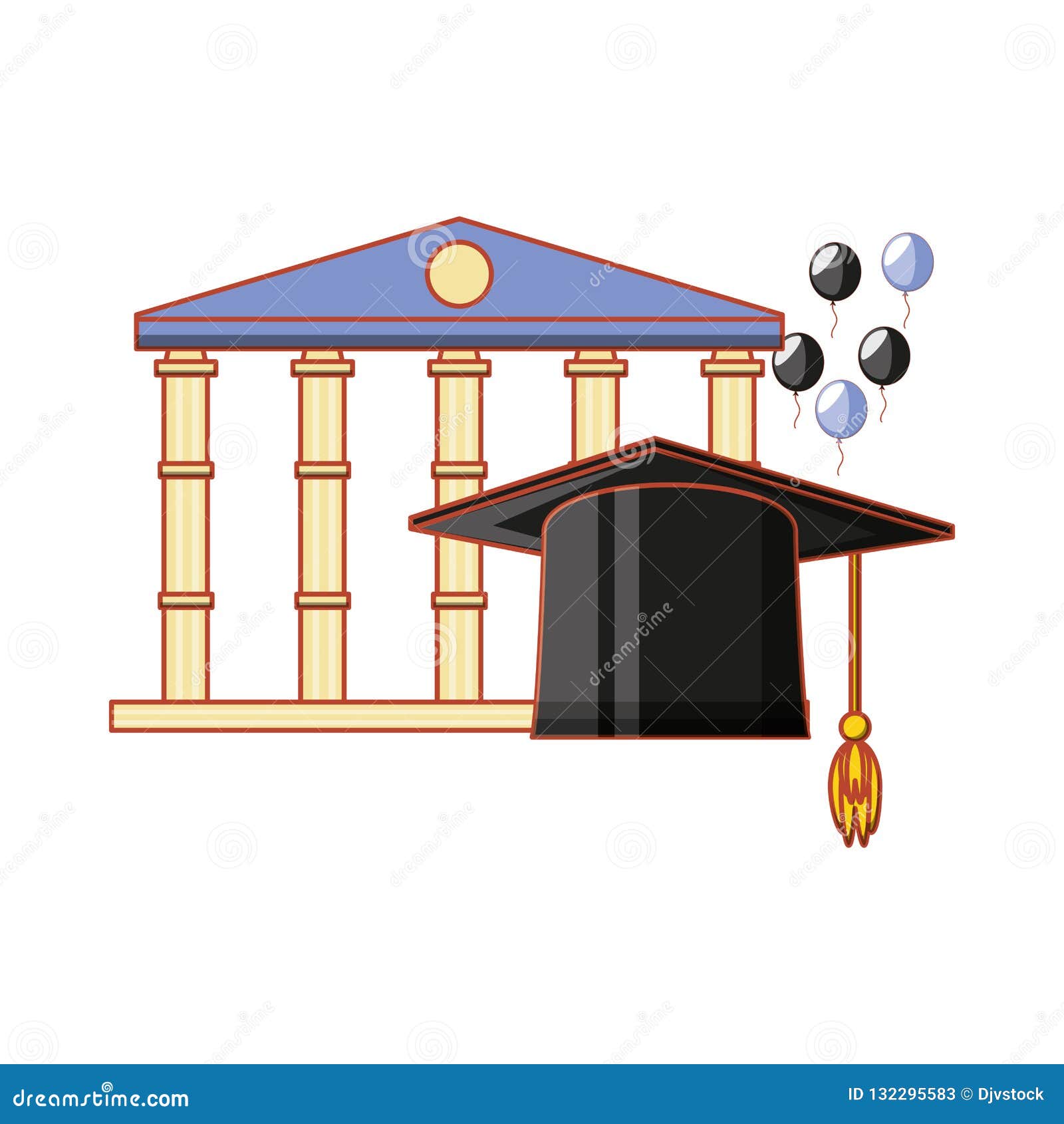 Structure Academy with Hat Graduation Stock Vector - Illustration of ...