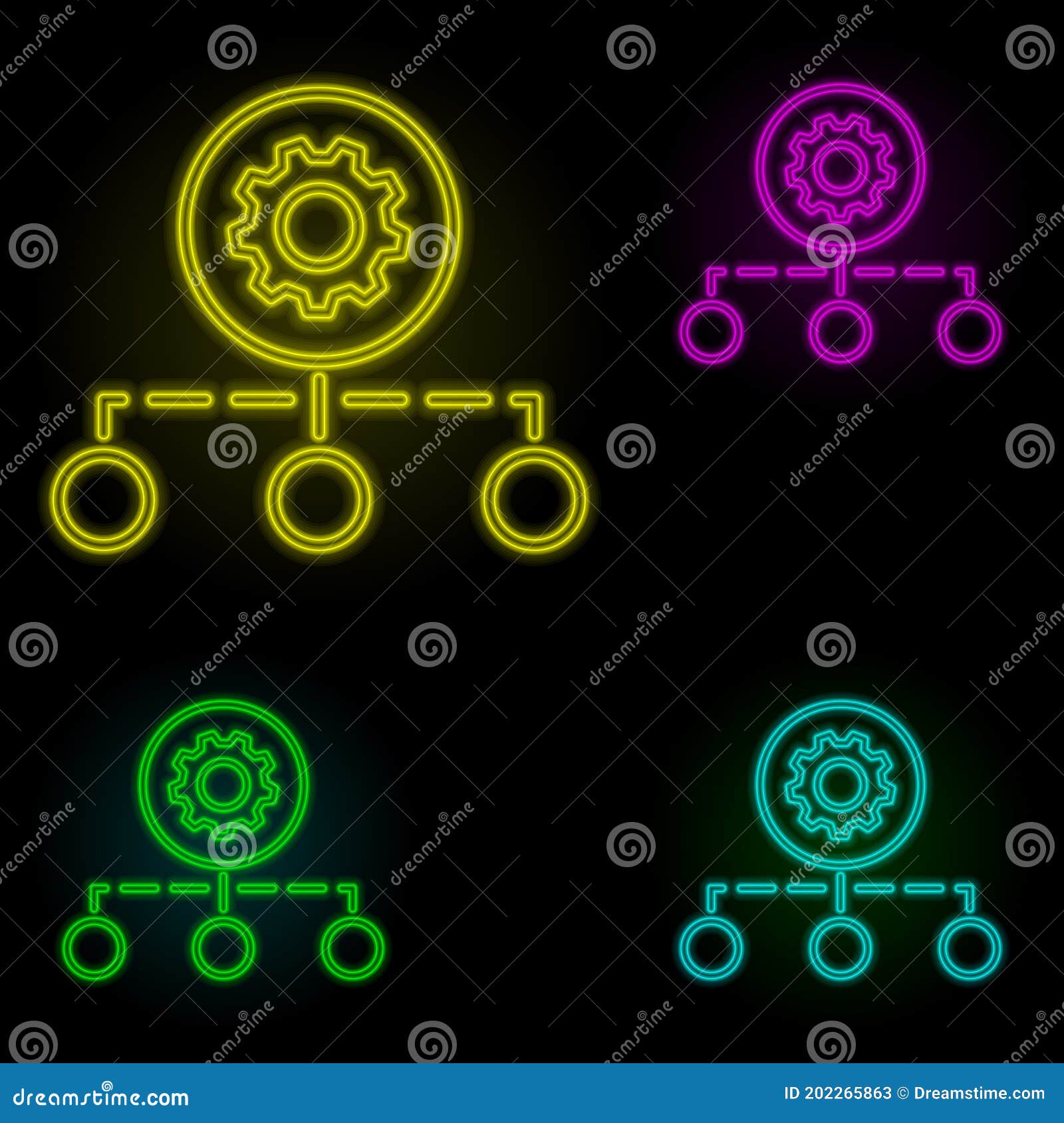 Structure Adjustment Neon Color Set Icon. Simple Thin Line, Outline ...