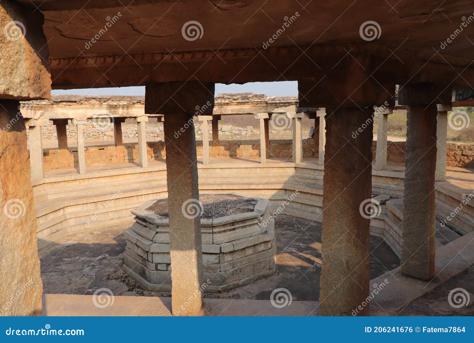 Octagonal Bath at Hampi, Karnataka - Archaeological Site in India Stock Photo - Image of arched ...