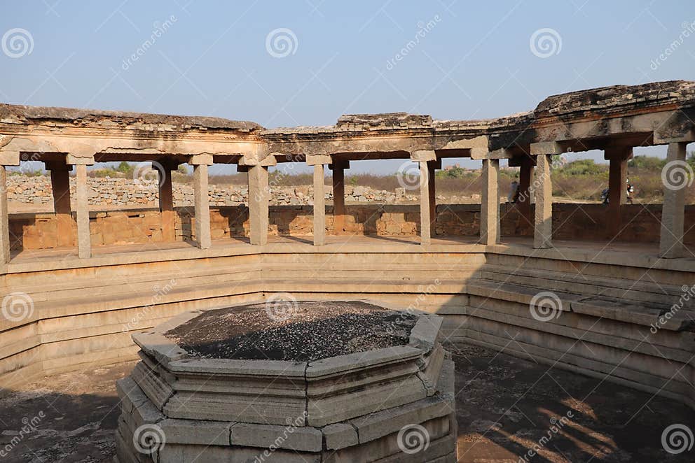 Octagonal Bath at Hampi, Karnataka - Archaeological Site in India Stock Image - Image of ...